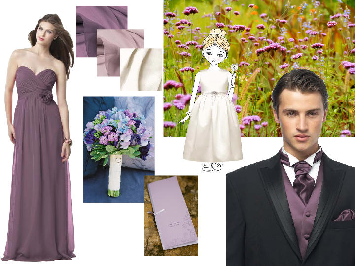 Dusty Purple and Cream : PANTONE WEDDING Styleboard | The Dessy Group